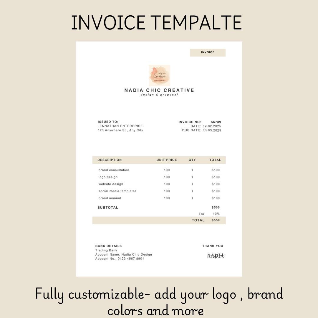 Invoice Template Modern Invoice Template Minimalist Invoice Simple ...