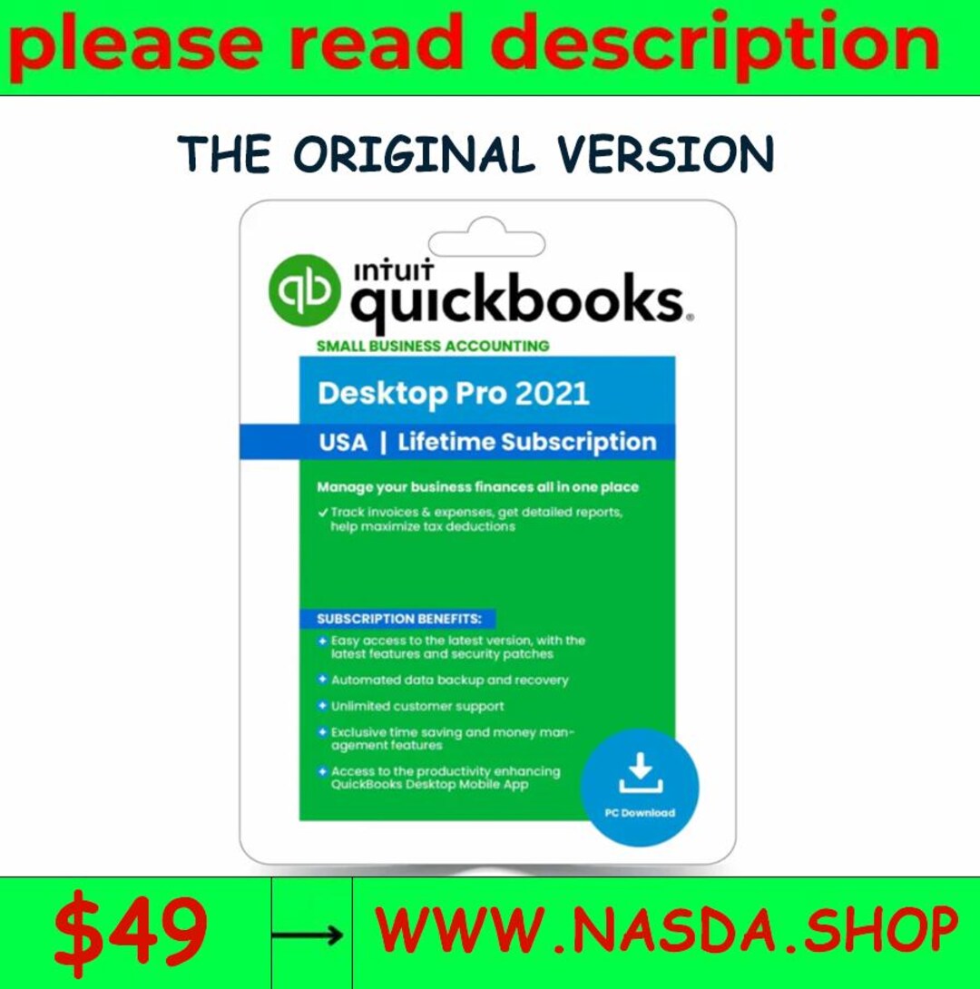 Quickbooks Desktop Pro 2021 for Windows No-subscription Lifetime Please ...