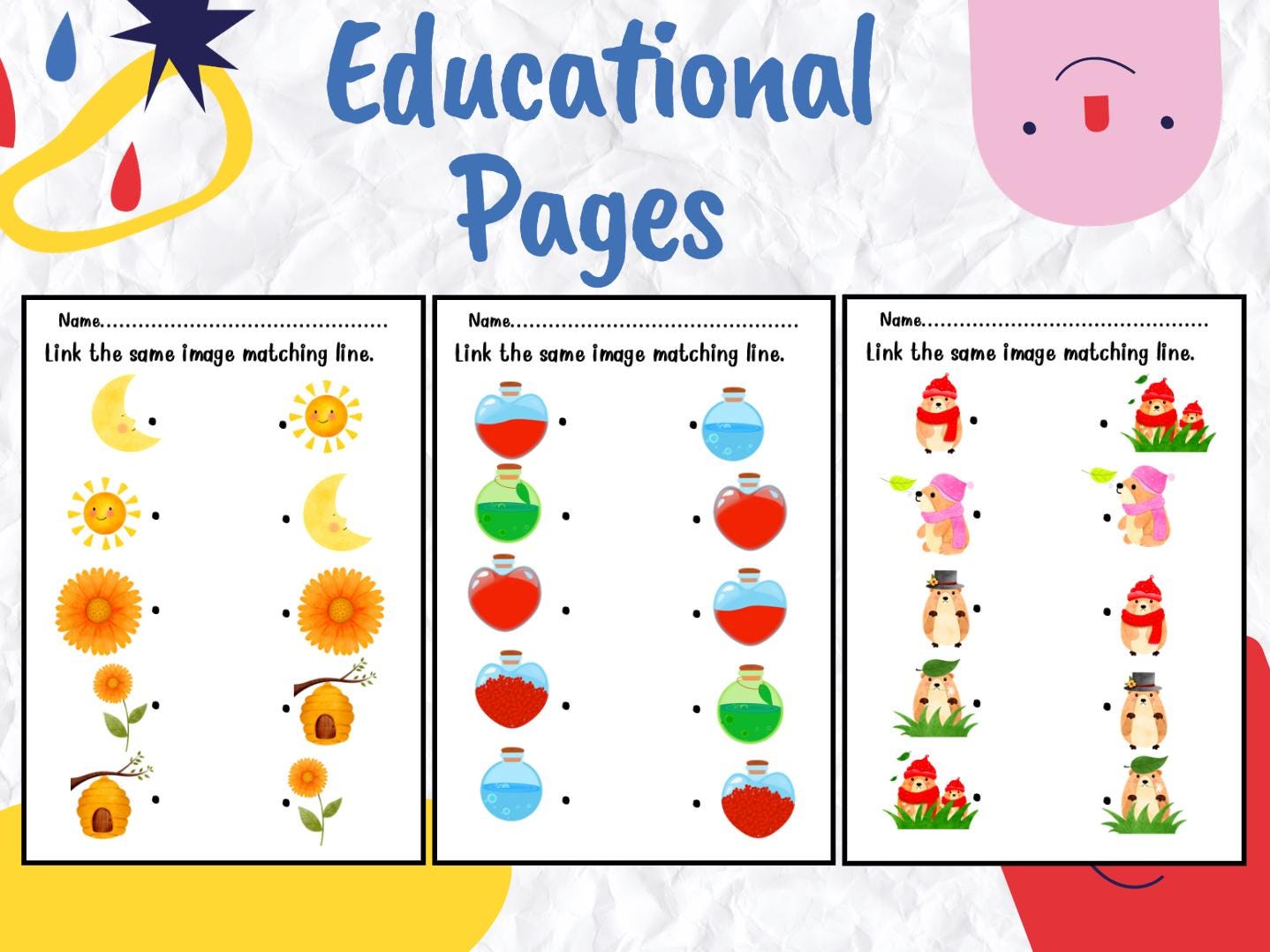 Printable Matching Worksheets, Match the Picture, Educational Pages ...