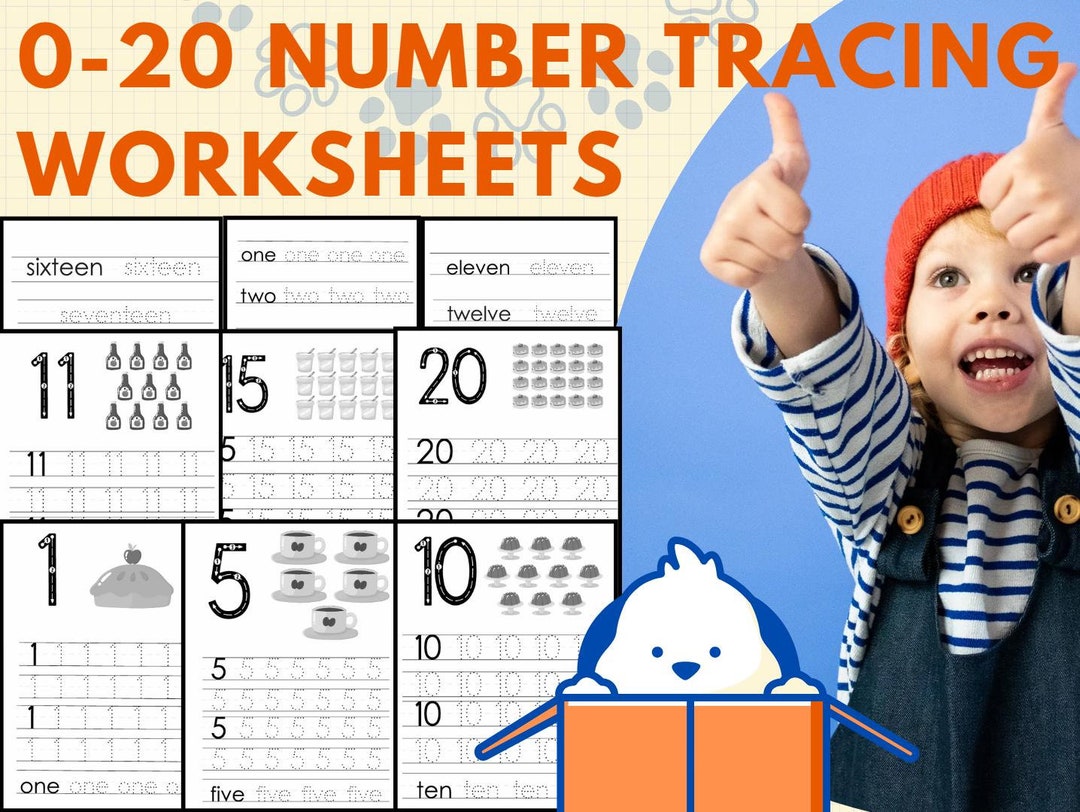 20 Number Tracing Worksheets, Handwriting Practice, Traceable Numbers ...