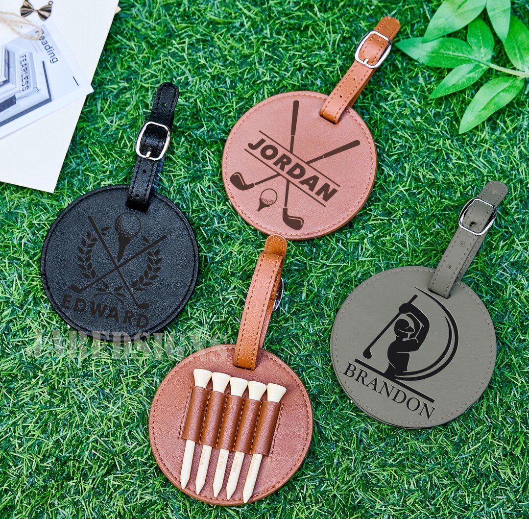 Personalized Leather Golf Bag Tag With Tees, Custom Golf Accessories ...