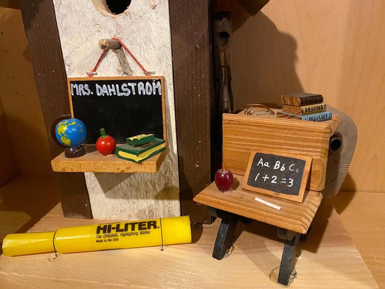 Teacher Classroom Handcrafted Whimsically Themed Cedar Wood Birdhouse ...