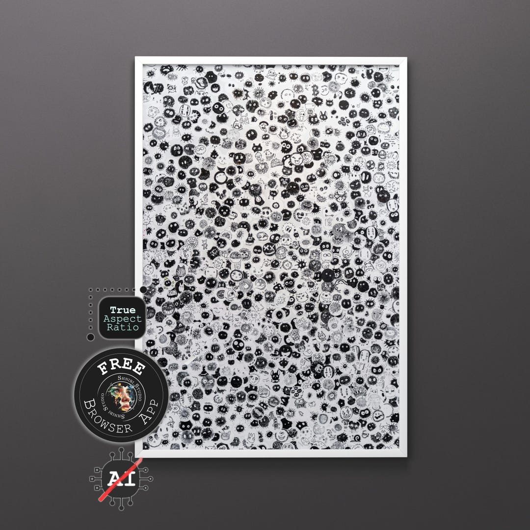 No AI Wall Art Mockup – Ray Traced – True Aspect Ratios – Thin White ...