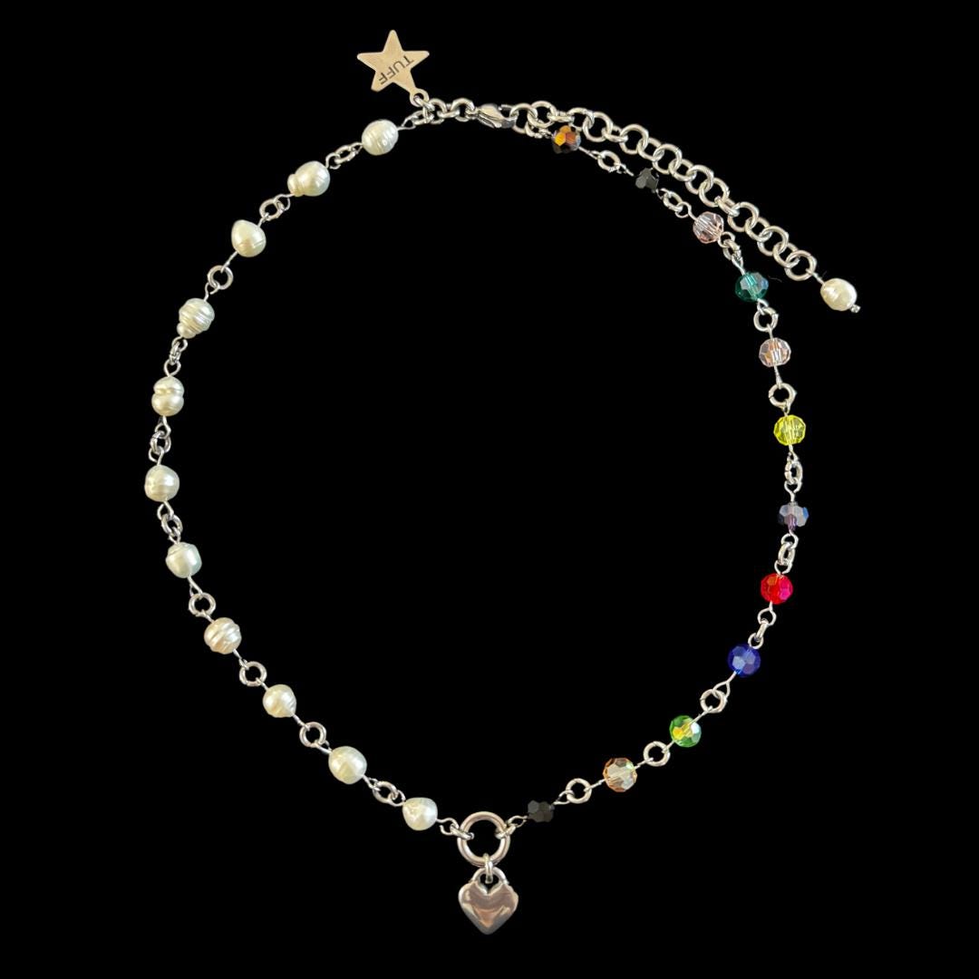 Alexa Necklace - Natural Pearls and Glass Bead Necklace With Gold and ...