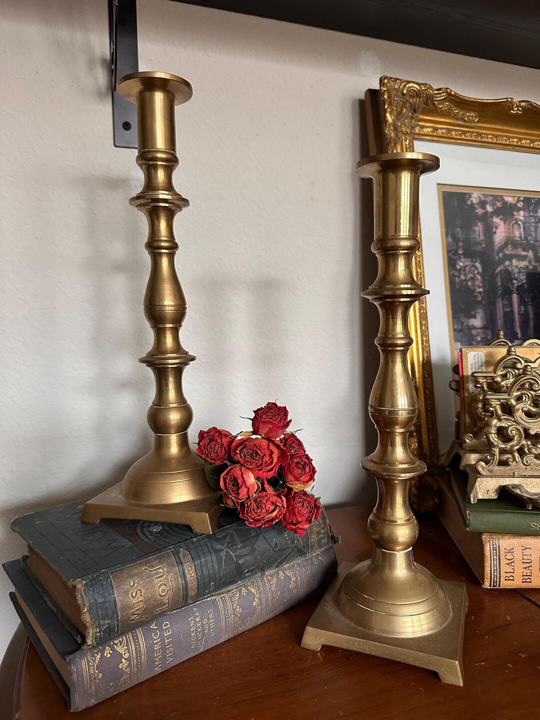 Vintage Brass Candlesticks With Square Base - Etsy