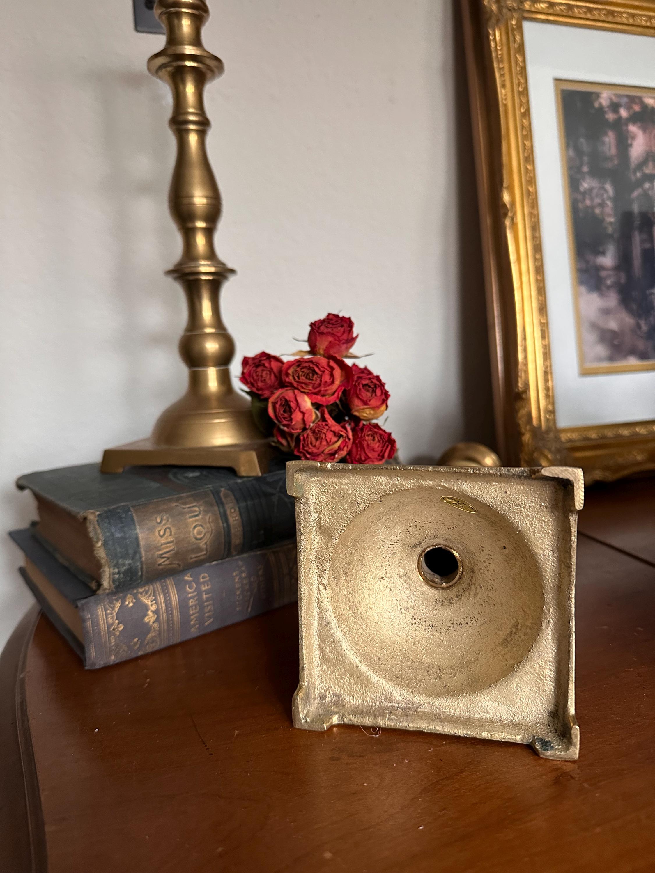 Vintage Brass Candlesticks With Square Base - Etsy