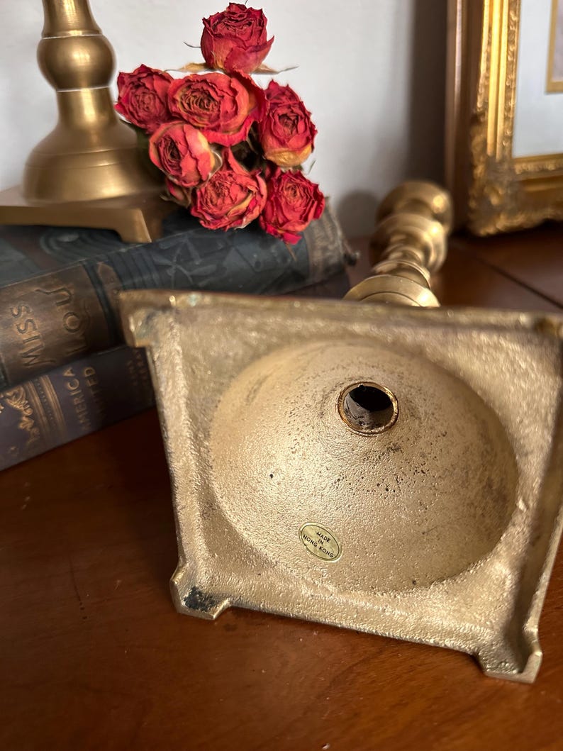 Vintage Brass Candlesticks With Square Base - Etsy