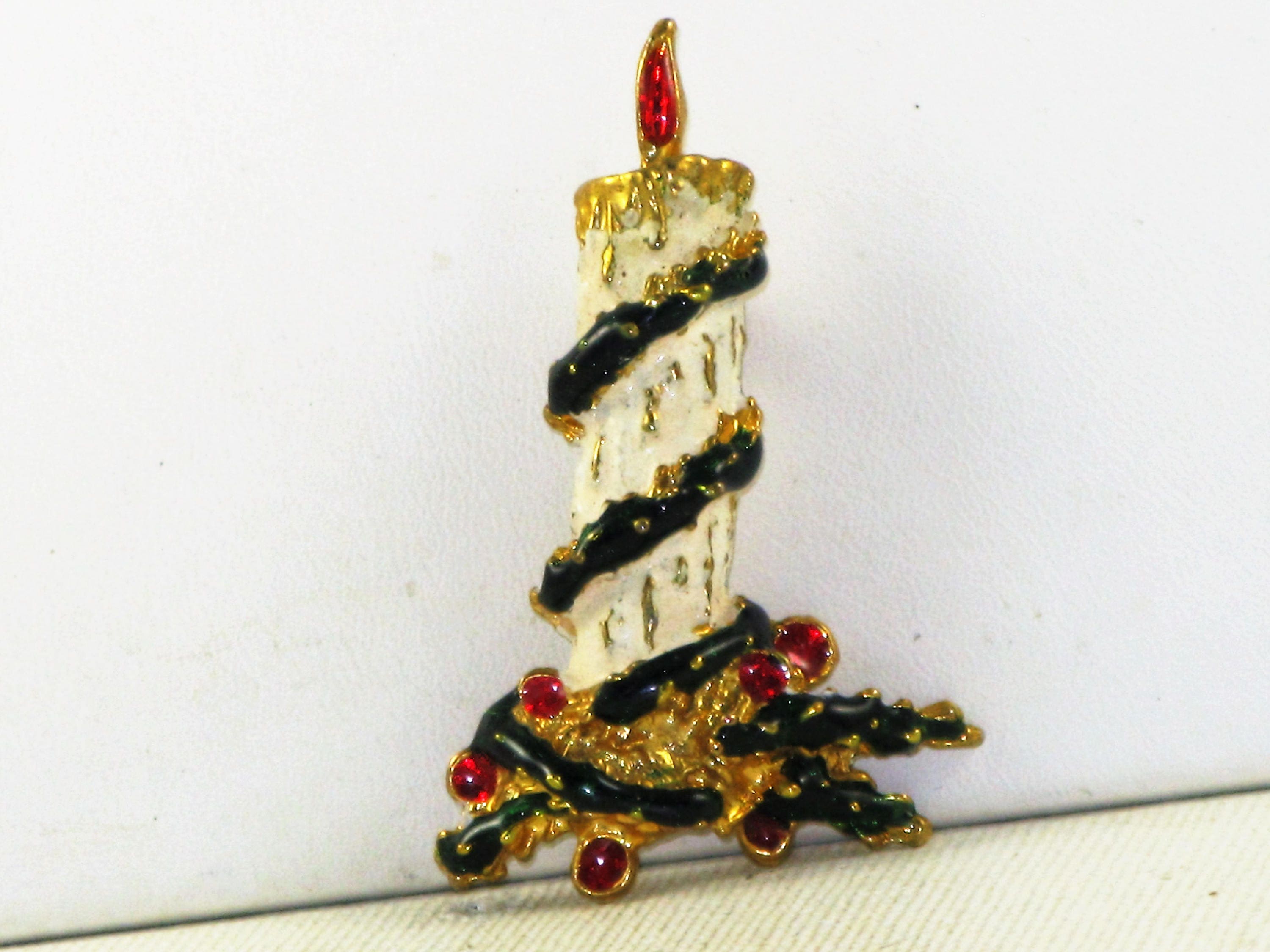 Vintage Christmas Candle Enameled Brooch Pin (C-1) - Etsy