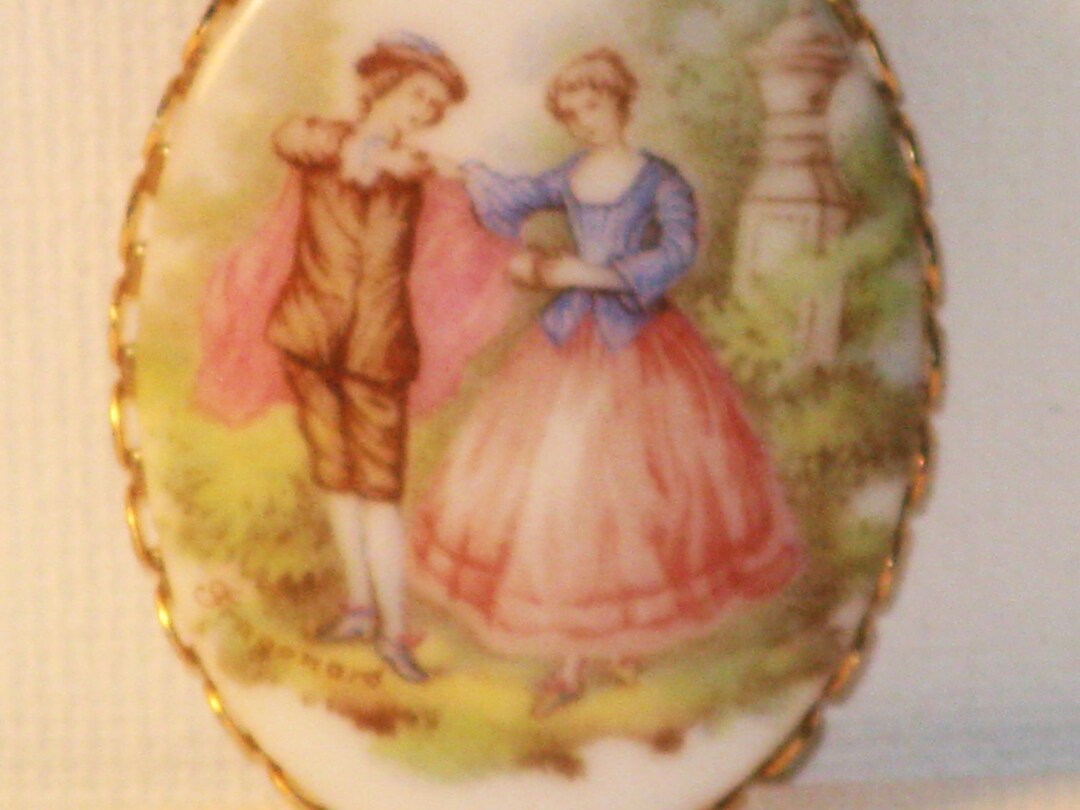 Fragonard Vintage Porcelain Courting Couple Brooch Pin B-1-1 - Etsy