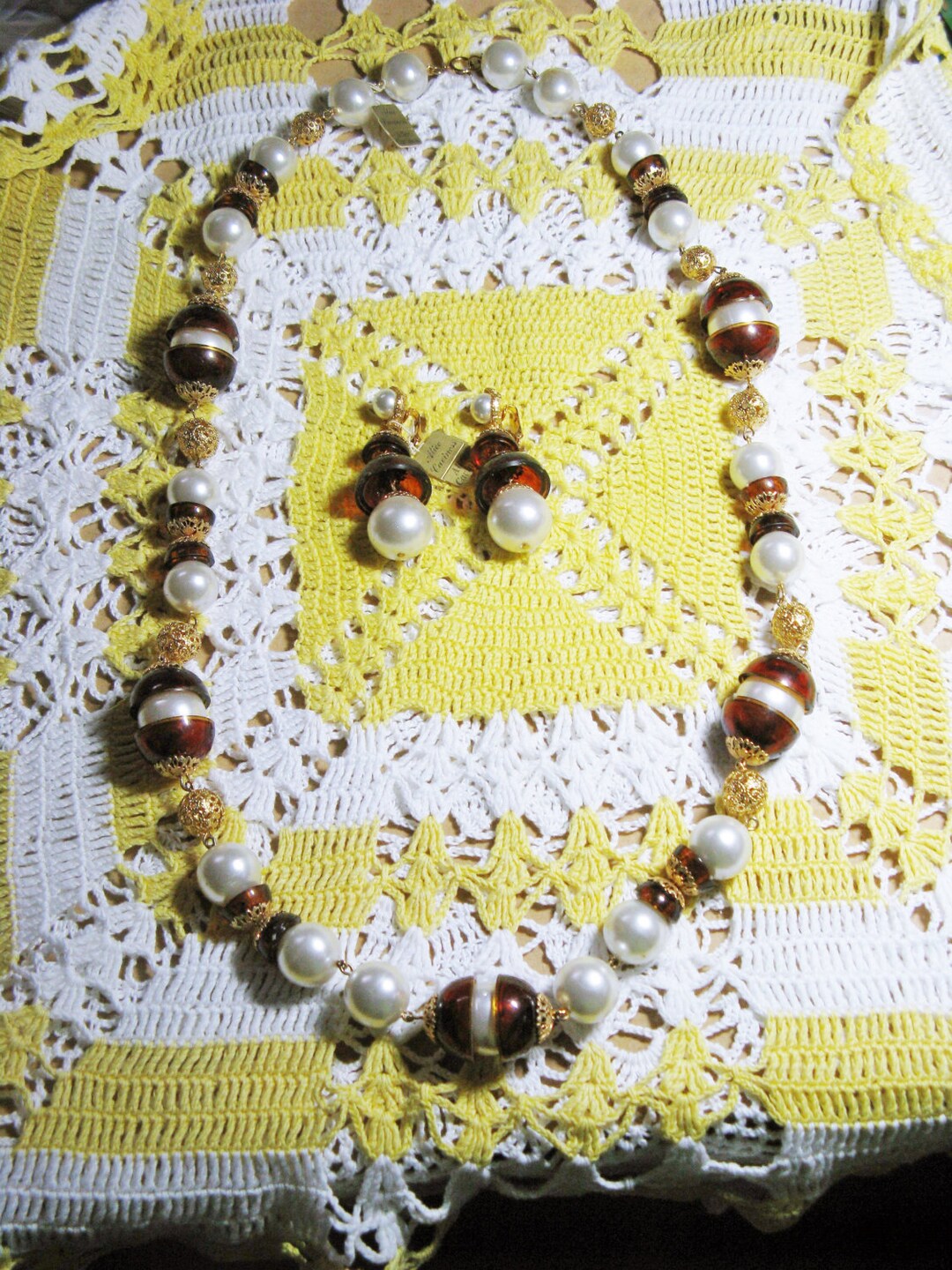 Vintage Alice Caviness Faux Pearl and Tortoise Long Necklace - Etsy Ireland