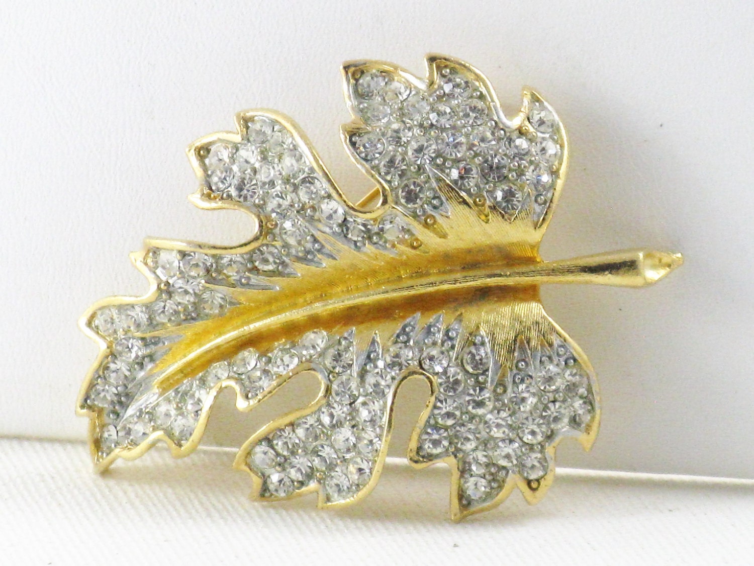 Vintage Lisner Rhinestone Leaf Brooch Pin (B-2-5) - Etsy