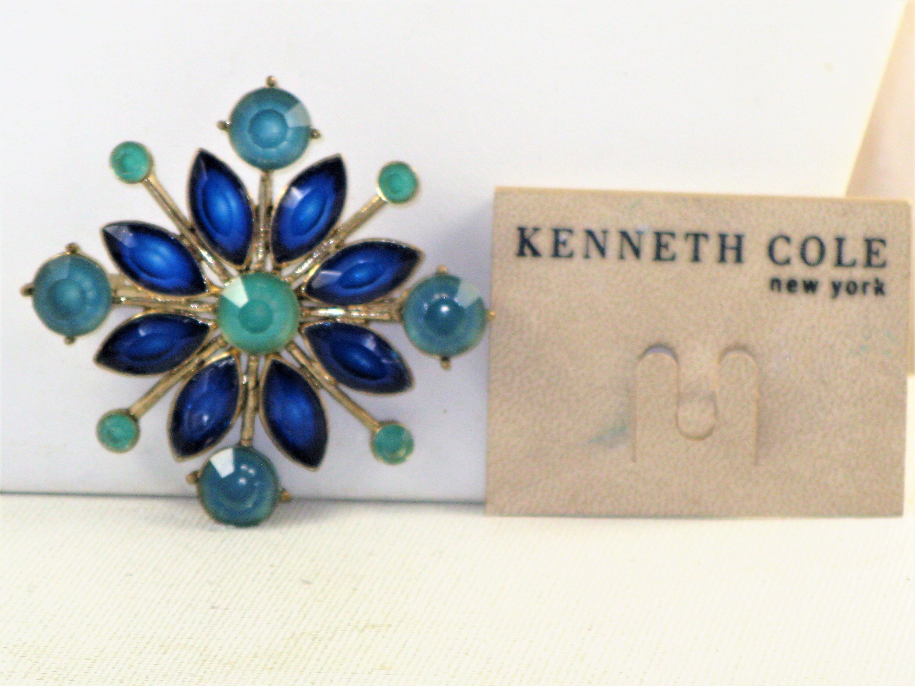 Vintage Kenneth Cole KC Blue Rhinestone Starburst Brooch Pin B-2-3 - Etsy