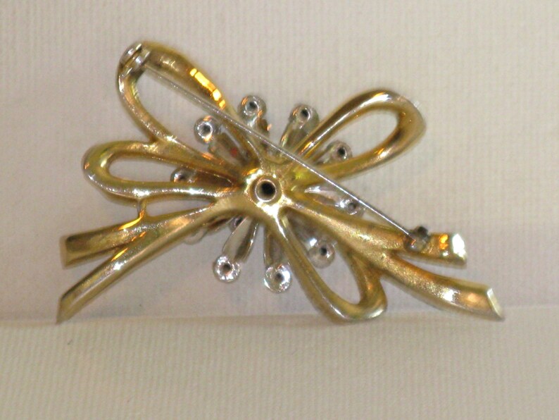 Vintage Gold Tone Clear Rhinestone Bow Brooch Pin B-3-3 - Etsy