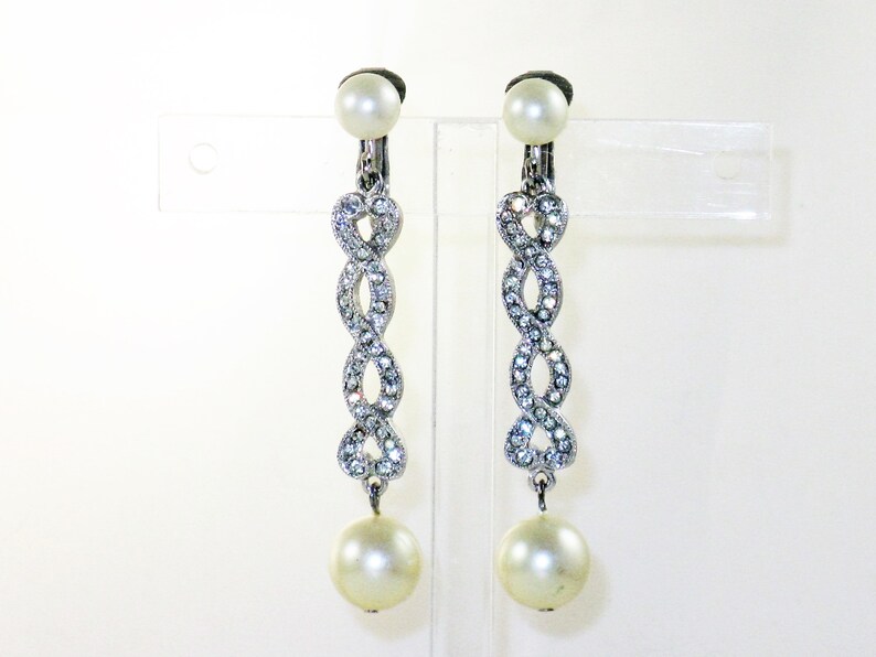 Vintage Marvella Dangling Infinity Silver Tone Clear Rhinestone and ...