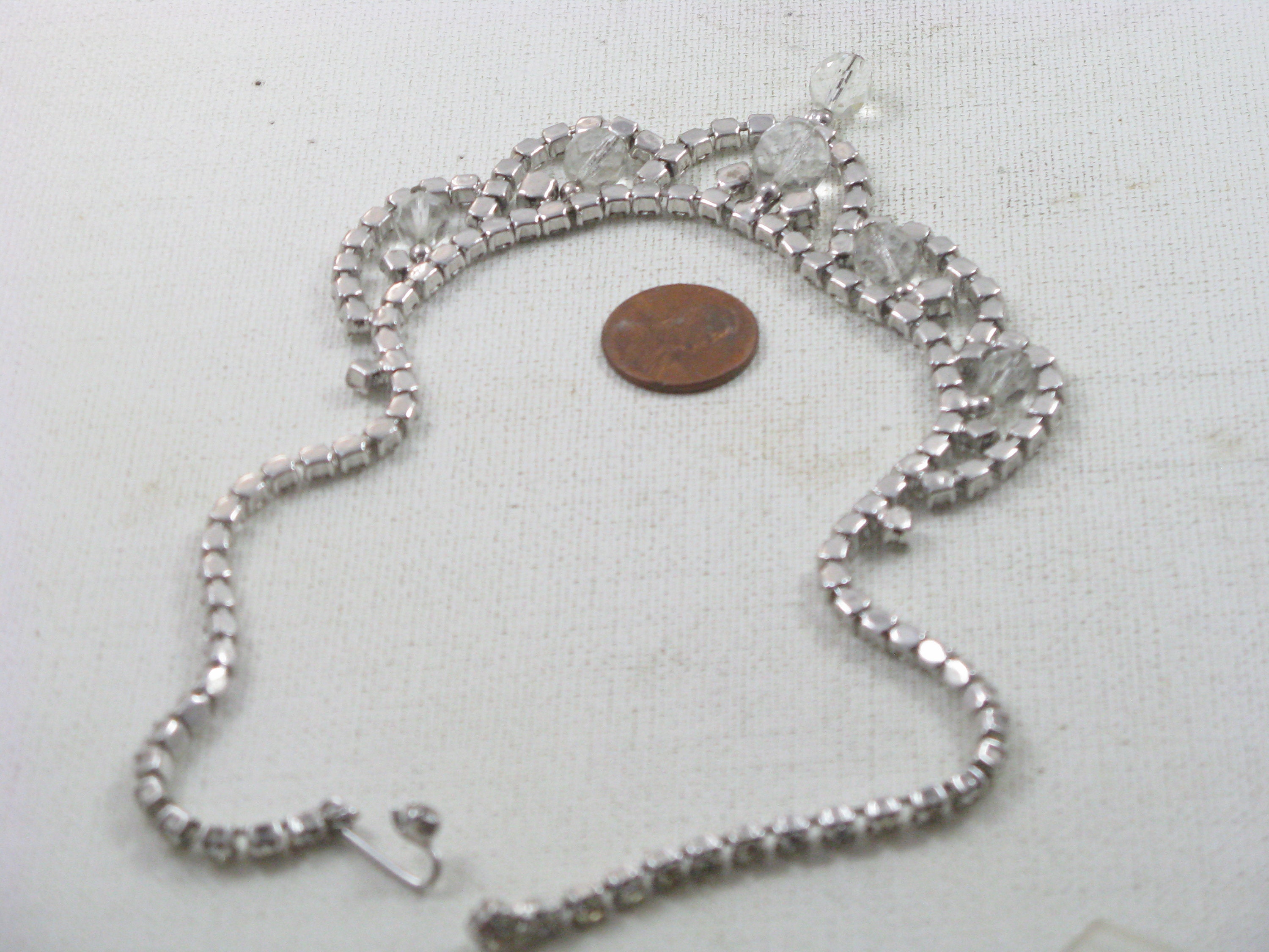 Clear Rhinestone and Crystal Vintage Necklace N-1-6 - Etsy