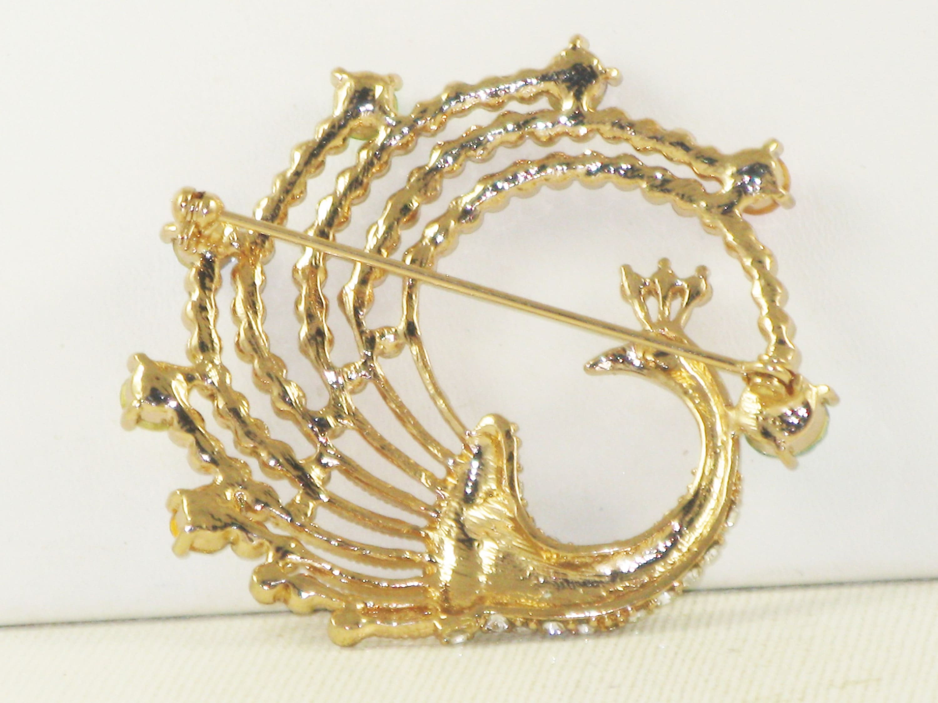 Vintage Peacock Rhinestone Brooch Pin B-1-5 - Etsy