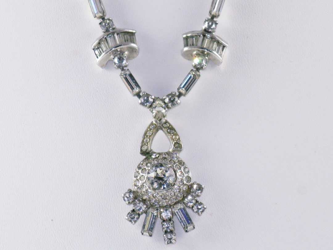 Denbe Rare Vintage Silver Tone Austrian Crystal Rhinestone Choker ...
