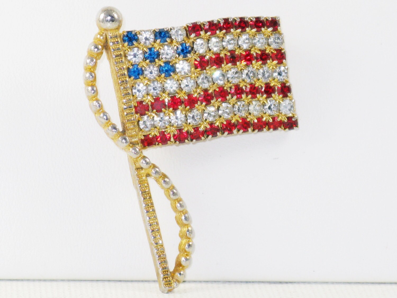Vintage Patriotic U.S.A. American Rhinestone Flag Brooch B-4-5 - Etsy