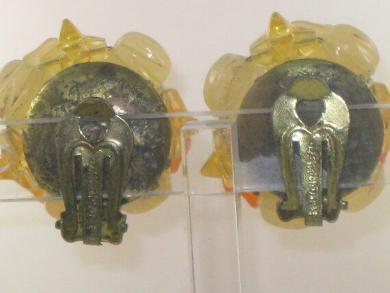 Vintage West Germany Orange and Yellow Floral Lucite … - Gem