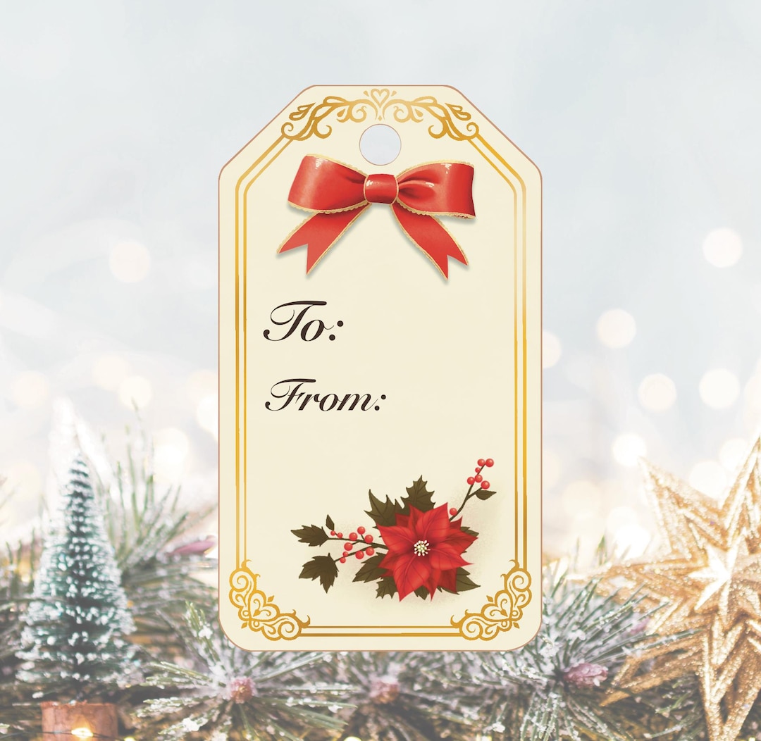Printable Vintage Christmas Gift Tag Sheet, Digital Download, Festive ...