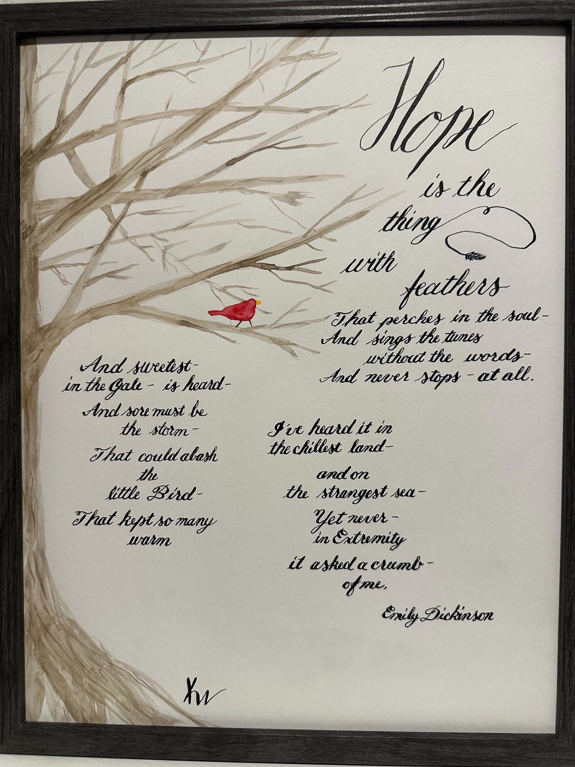 Hand Lettered “hope is a Thing With Feathers” Poem by Emily Dickinson ...