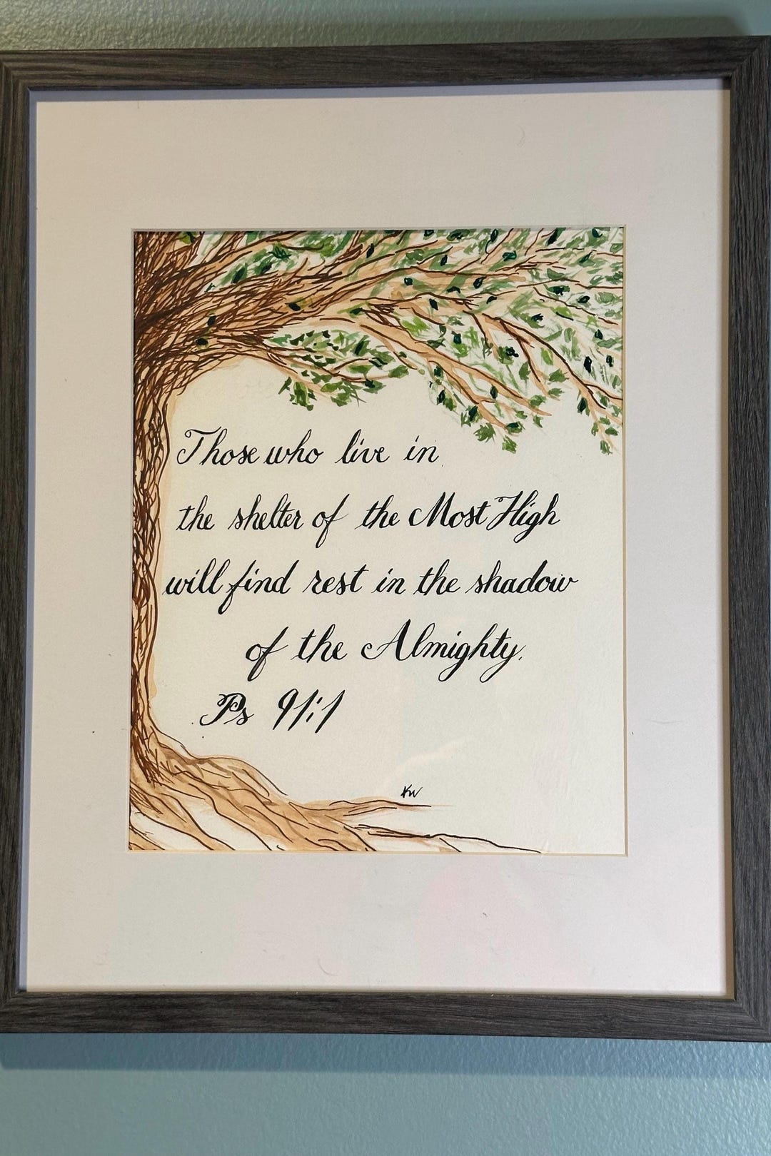 Hand Lettered Bible Verse With Watercolor/pen & Ink Border. Custom ...