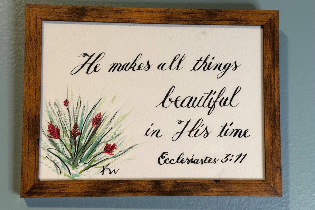 Hand Lettered Bible Verse With Watercolor Border. Custom Variations in ...