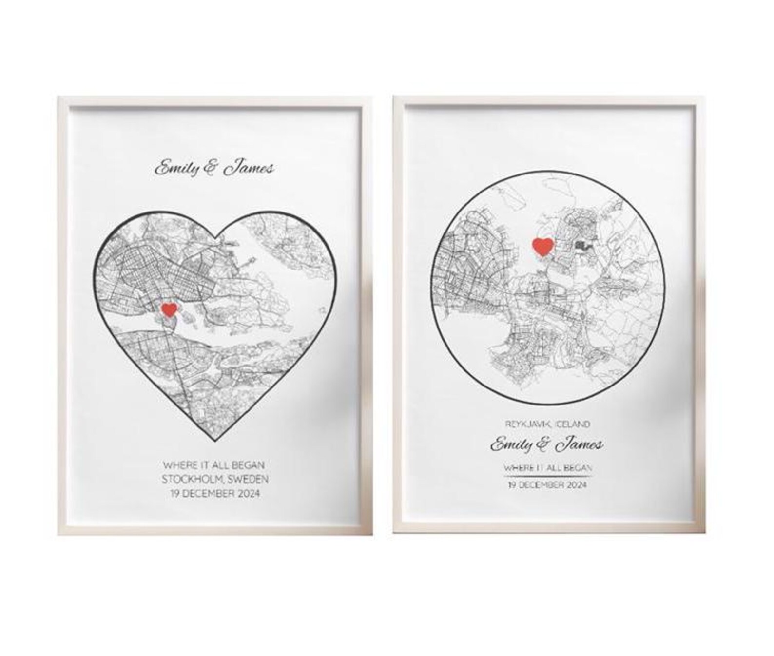 Custom Map Print - Where We Met Map, Anniversary Gift, Wedding Gift ...
