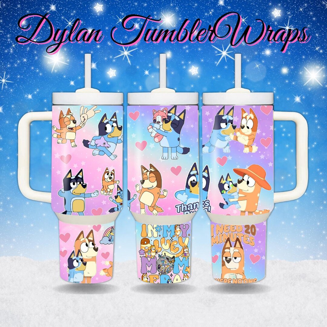 Blue Dog Design, 40 Oz Tumbler Wrap Sublimation, 300 DPI PNG Instant ...