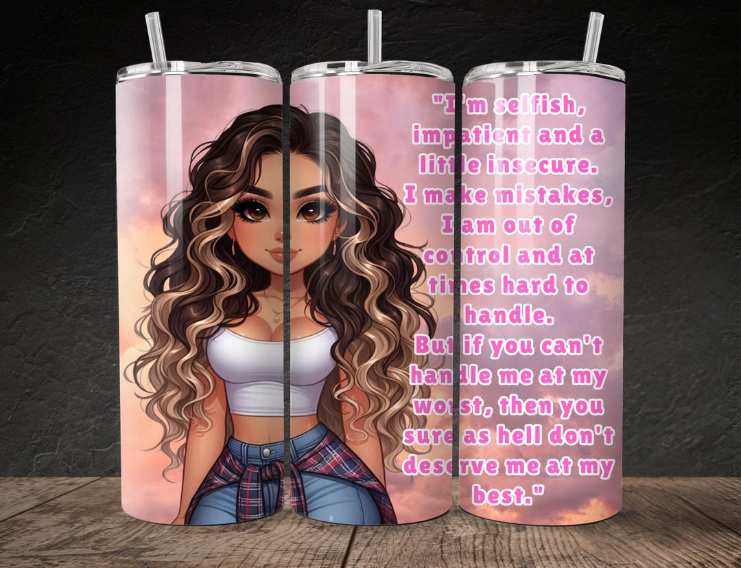 2 Chibi Girl Quotes Design, 20 Oz Straight Skinny Tumbler Wrap ...
