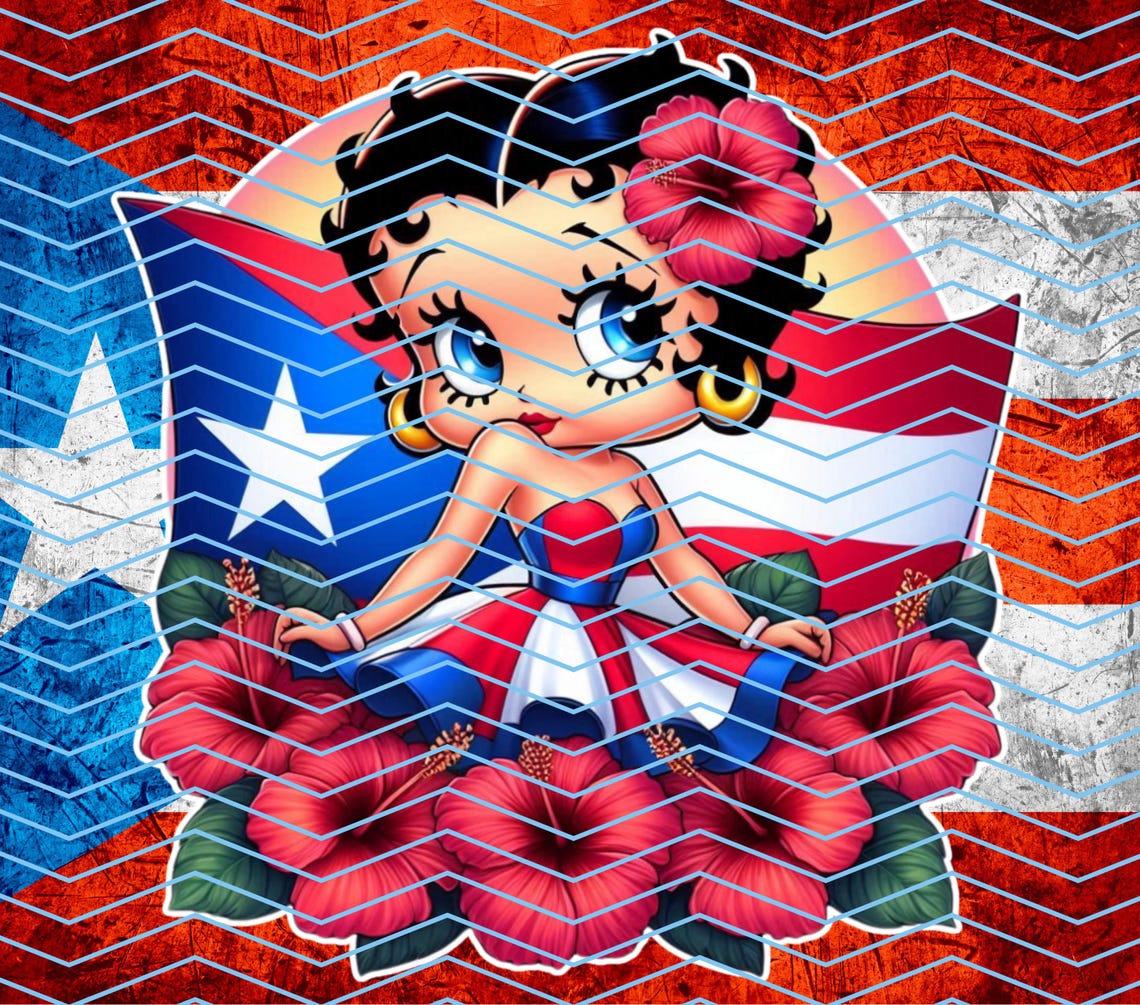 2 Betty Boop Puerto Rico Designs, 20 Oz Straight Skinny Tumbler Wrap ...