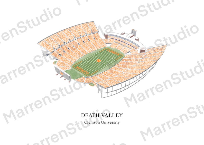 Death Valley (memorial Stadium) Digital Print, Clemson Tigers - Etsy