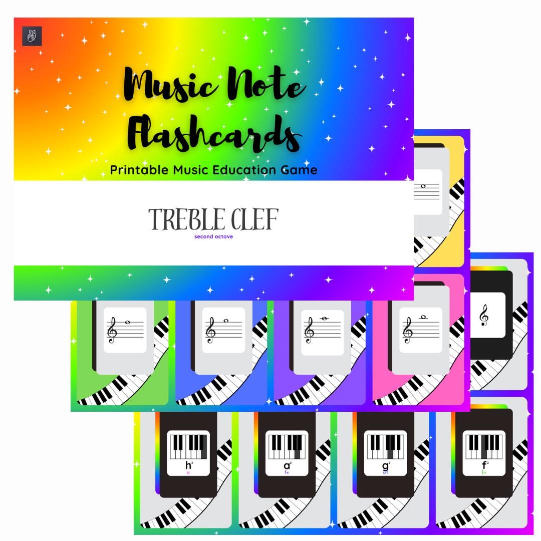 Colorful Music Note Flashcards for Kids – Fun Treble Clef Learning ...