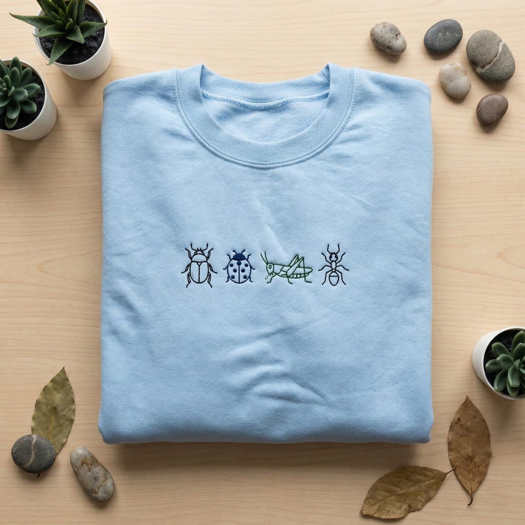 Embroidered Ladybug and Ant Sweatshirt, Aesthetic Insect Hoodie, Nature ...