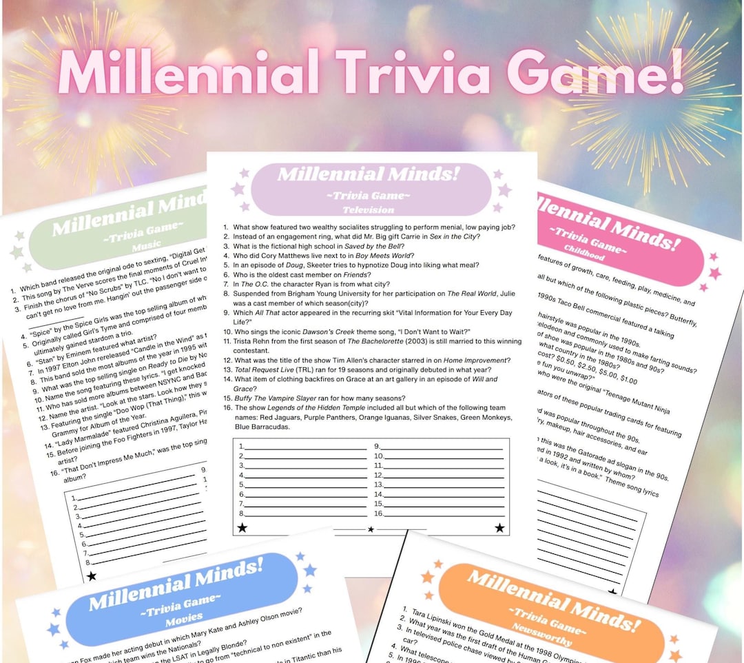 Millennial Trivia! Printable Game - Etsy