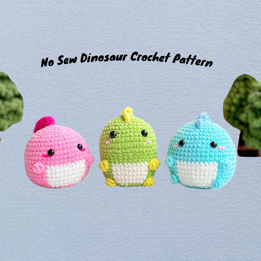 No Sew Dinosaur Crochet Pattern, No Sew Amigurumi Crochet Patterns ...