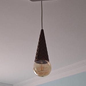 Waffle Cone Ice Cream Lamp: Hanging Light Fixture, Optional Edison Bulb ...
