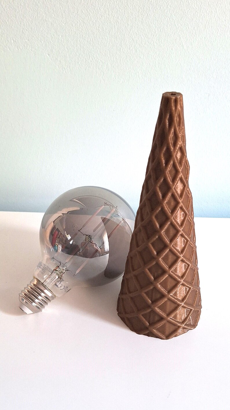Waffle Cone Ice Cream Lamp: Hanging Light Fixture, Optional Edison Bulb ...