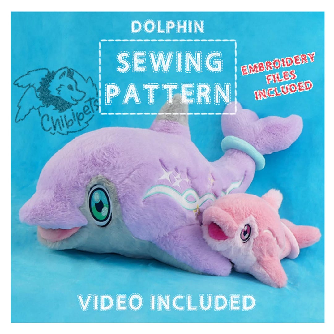 Dolphin - Sewing Pattern and Tutorial and Embroidery Files! - Etsy