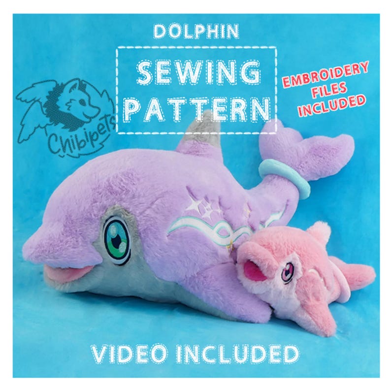 Dolphin - Sewing Pattern and Tutorial and Embroidery Files! - Etsy