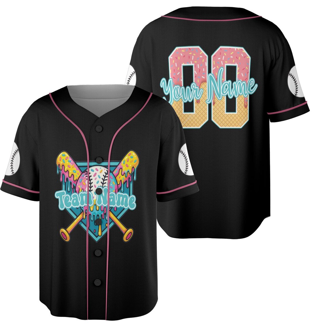 Personalized Ice Cream Drip Baseball Jersey for Men Women Youth Kid ...