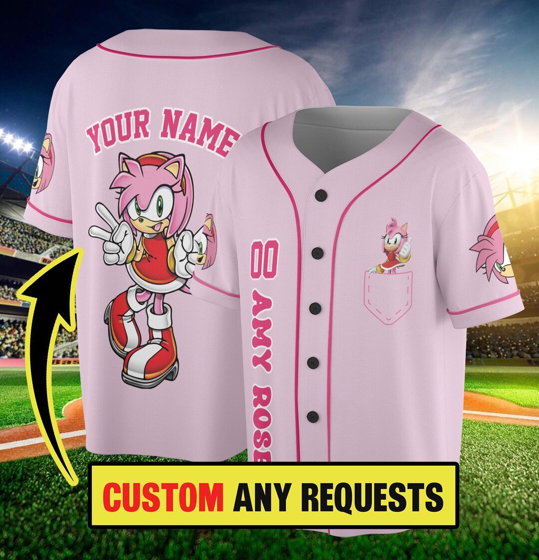 Personalized Amy Rose Baseball Jersey, Amy Rose Jersey, Funny Sonic ...