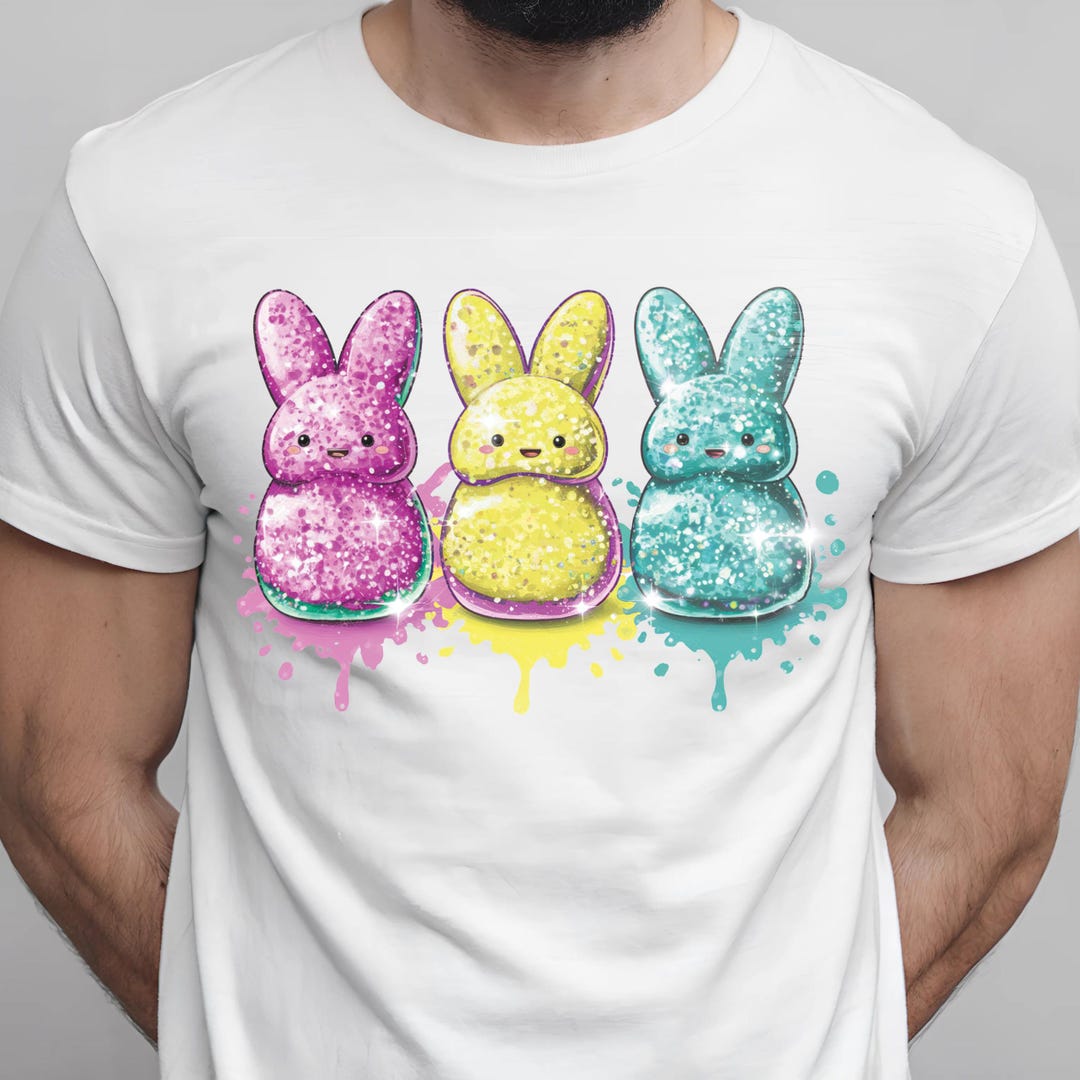 Glitter Easter Peeps Clipart, Cute Bunny Shirt Sublimation Design - Etsy