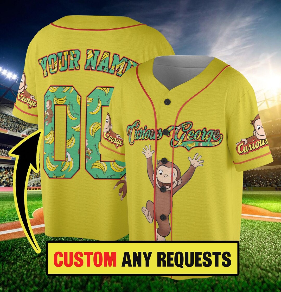 Curious George Birthday Baseball Jersey, Curious George Baseball Shirt ...