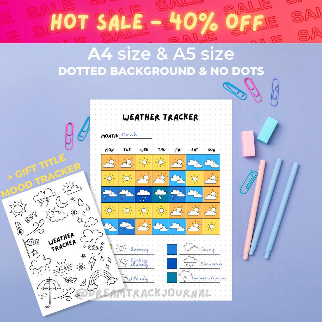 Weather Tracker PRINTABLE Journal Page Planner Page Monthly Weather ...