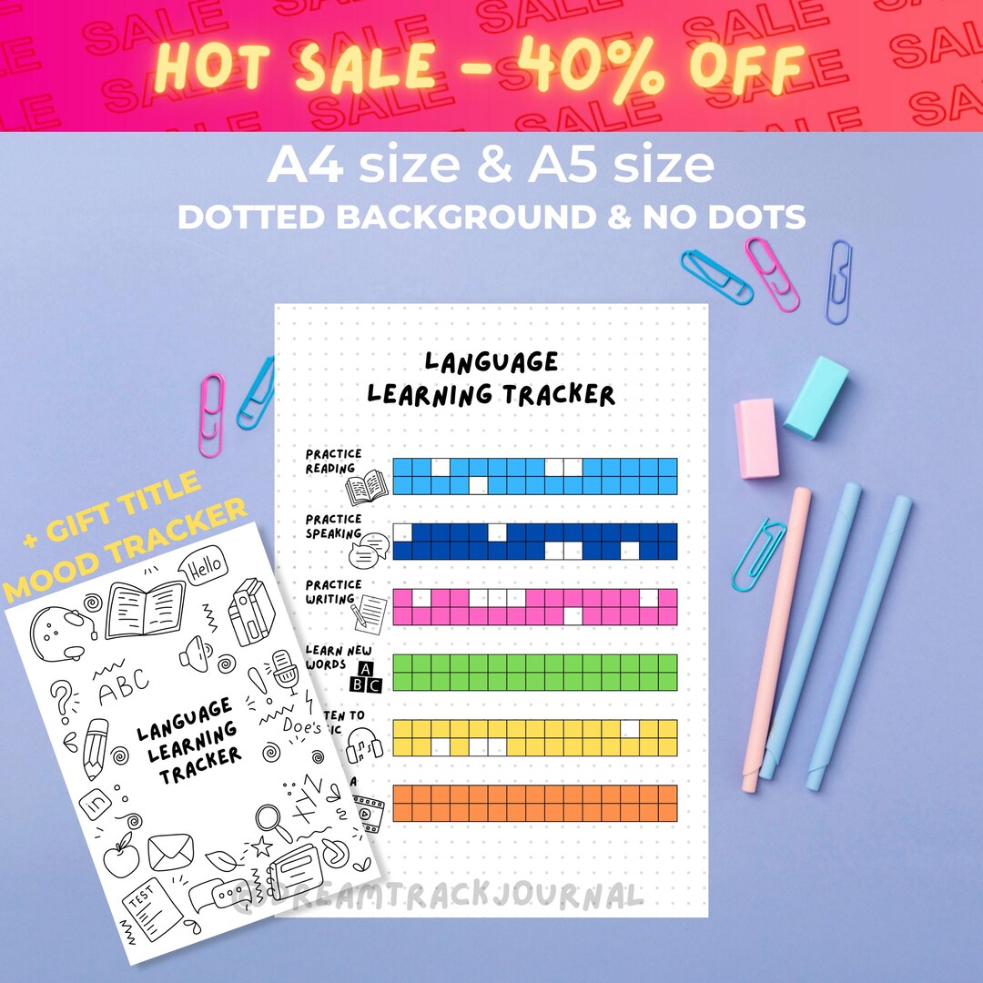 Language Tracker PRINTABLE Journal Page Habit Tracker Learning Language ...