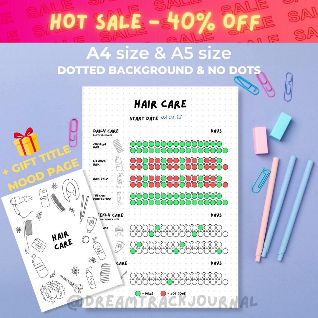 Hair Care Tracker - PRINTABLE Journal Page - Beauty Routine - Hair Wash ...