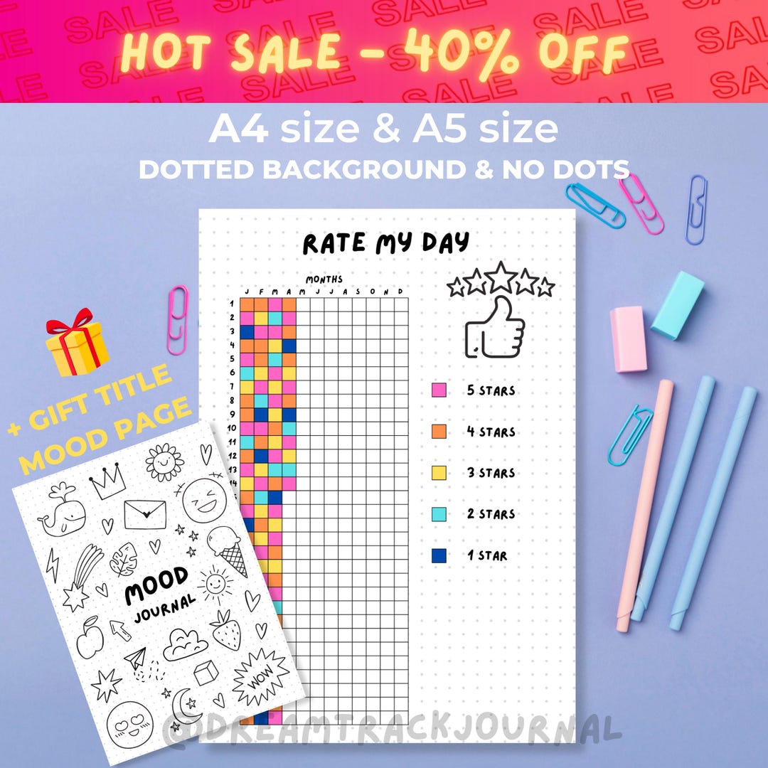 Rate My Day PRINTABLE Journal Page Printable Planner Page Daily Rating ...