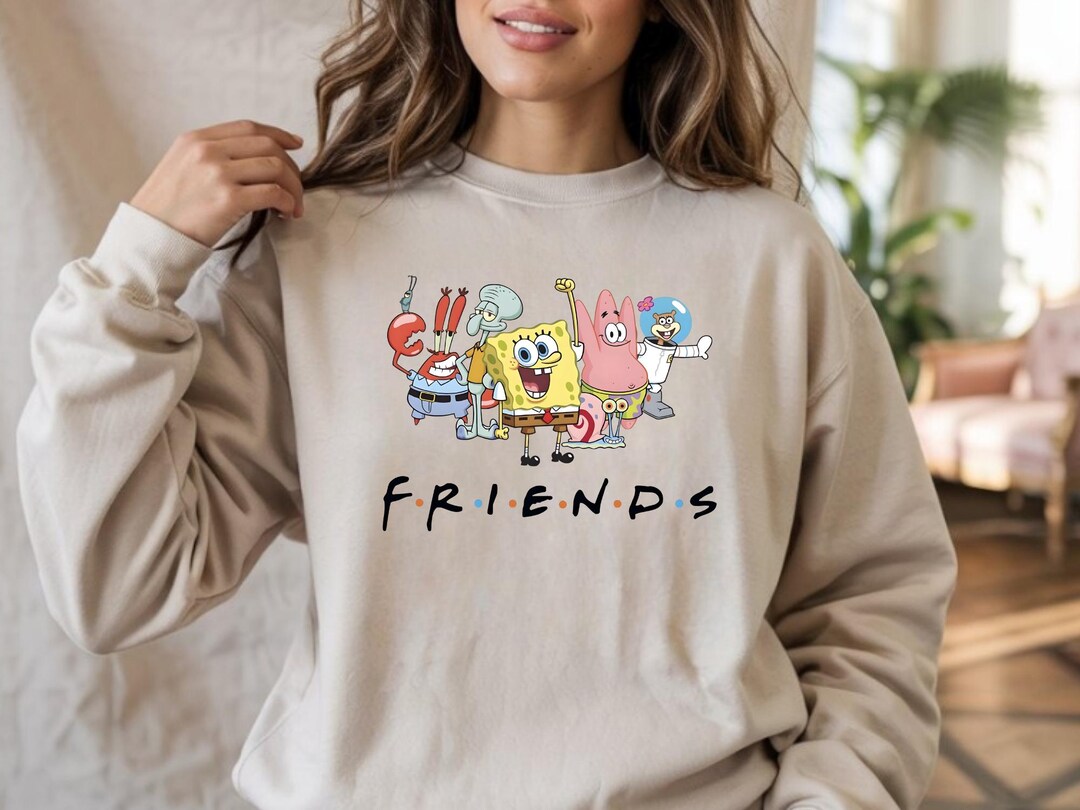 Spongebob Friends Sweatshirt Hoodie, Cozy Bikini Bottom Pullover, Cute ...