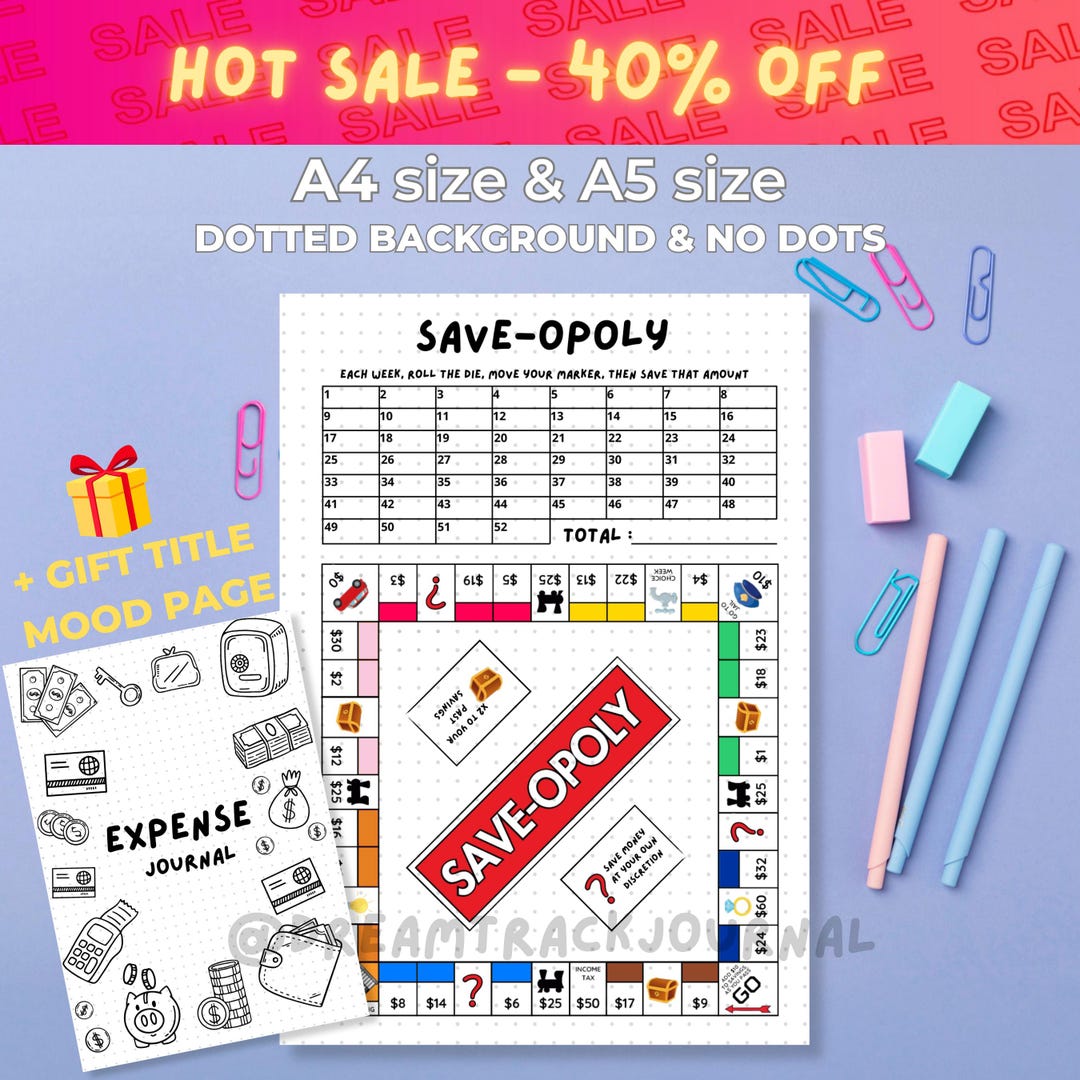Saveopoly Savings Challenge - PRINTABLE Journal Page - Printable ...
